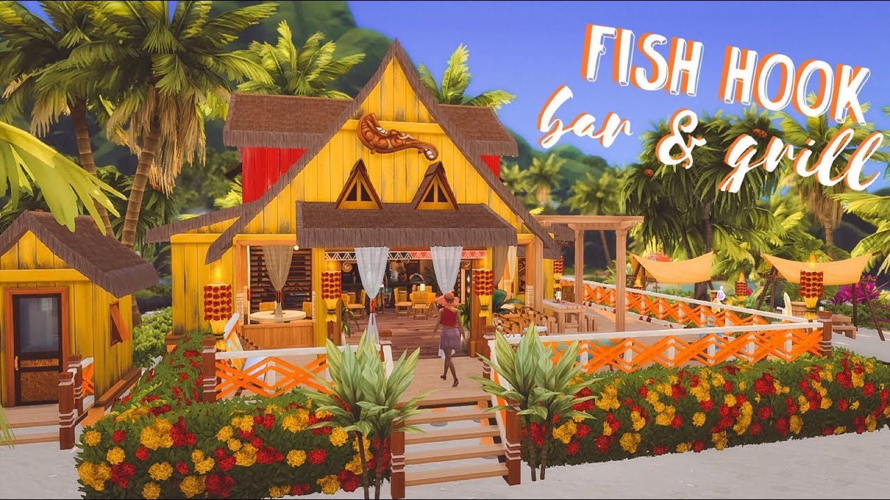 Fish Hook Bar 🍹 // Sims 4 Island Living Speed Build - YouTube