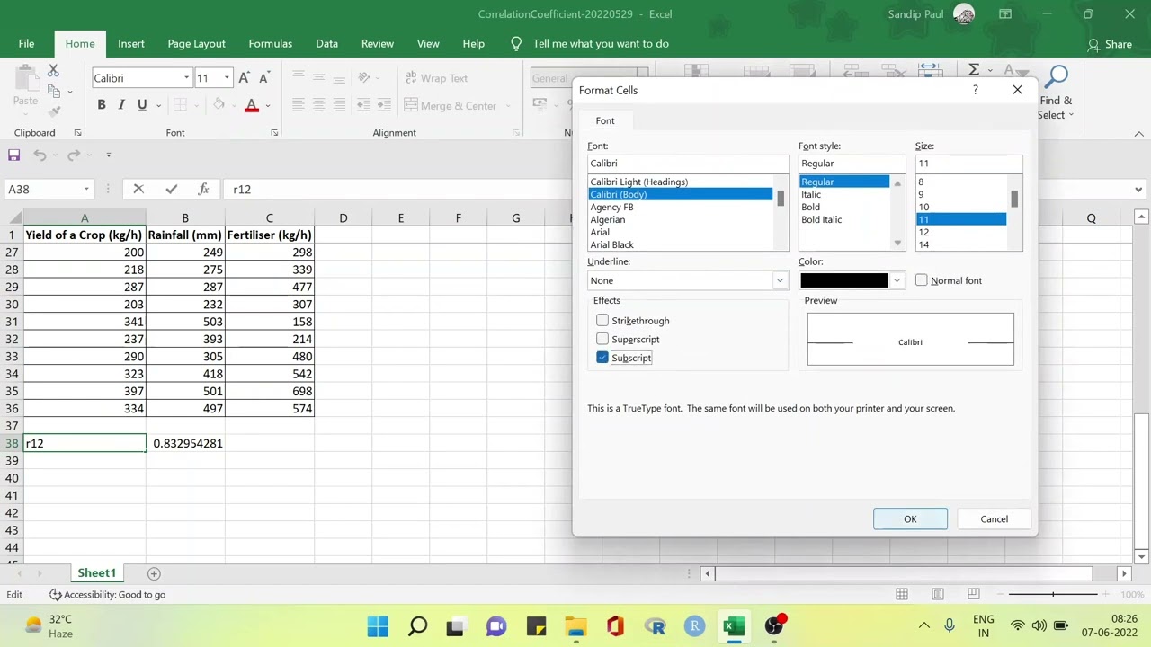 How to find Simple Correlation Coefficient using Excel? - YouTube
