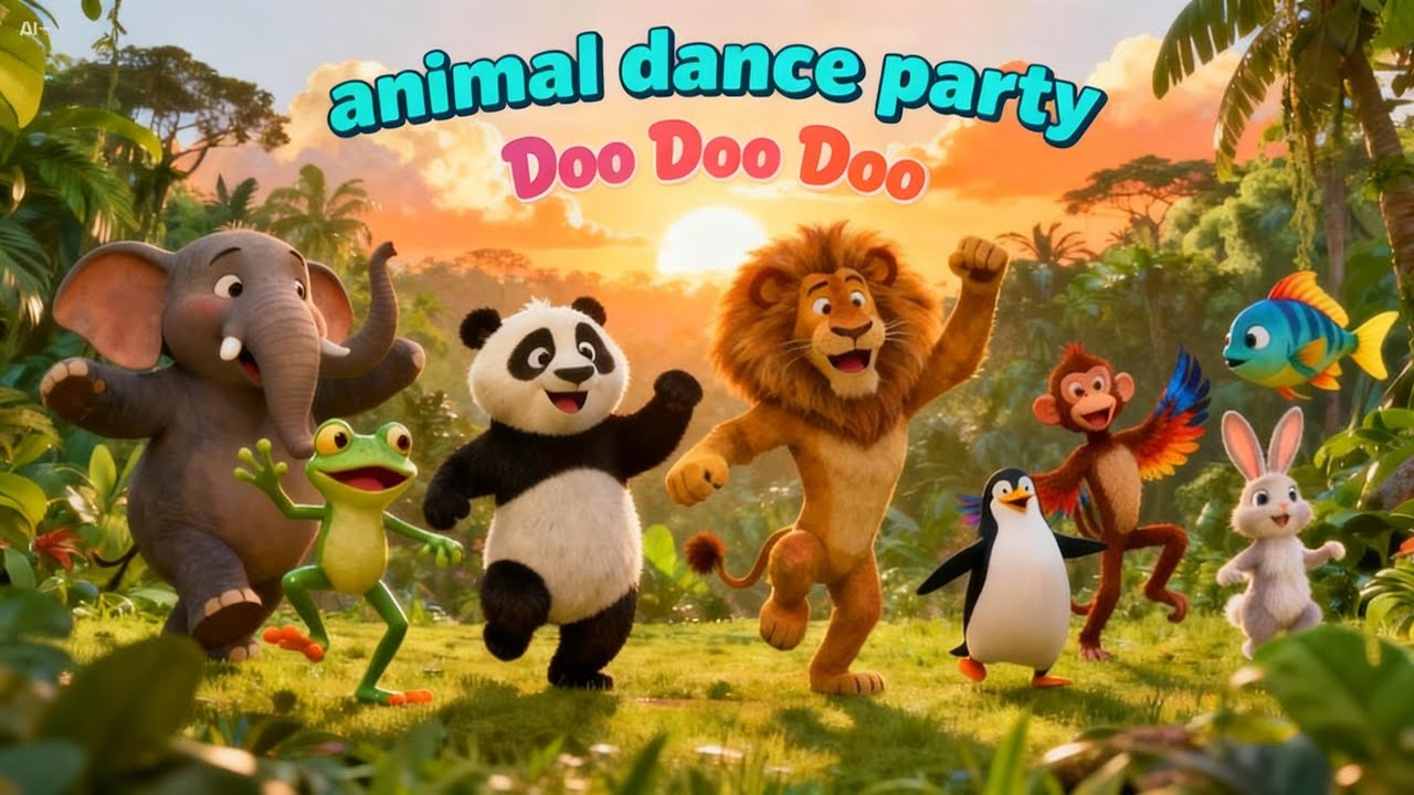 Animals in the zoo.learn with animals dance party song "Doo Doo Doo ...