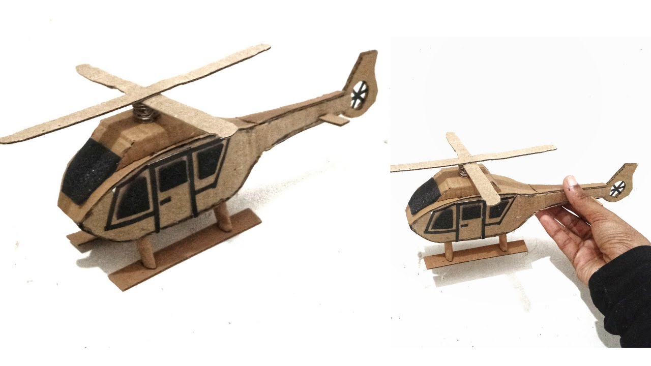 How to make cardboard helicopter #diycrafts - YouTube