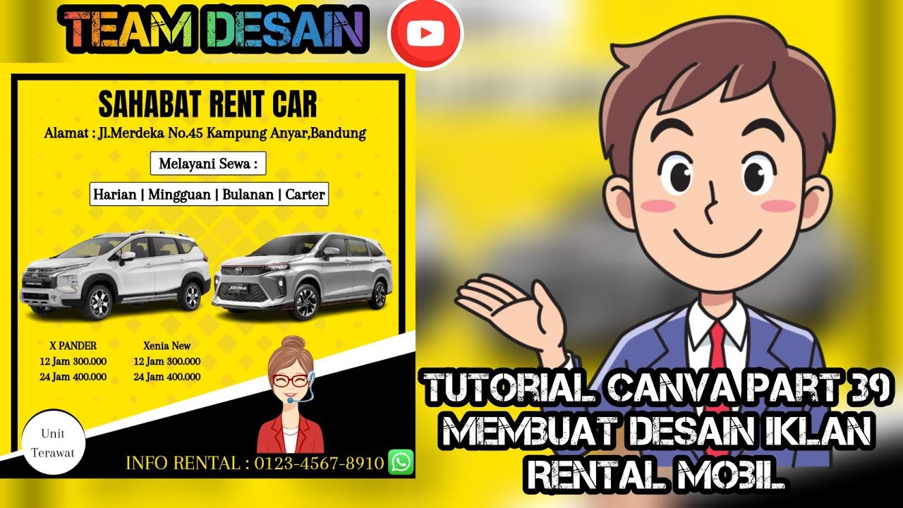 Tutorial Canva Part 39 | Membuat Desain Iklan Rental Mobil - YouTube