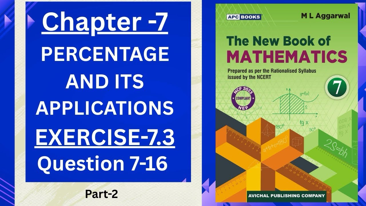 Exercise 7.3(Question 7-16) Percentage and its applications Chapter-7 ...