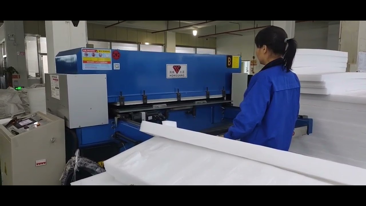 100 tons four column hydraulic manual foam cutting press - YouTube