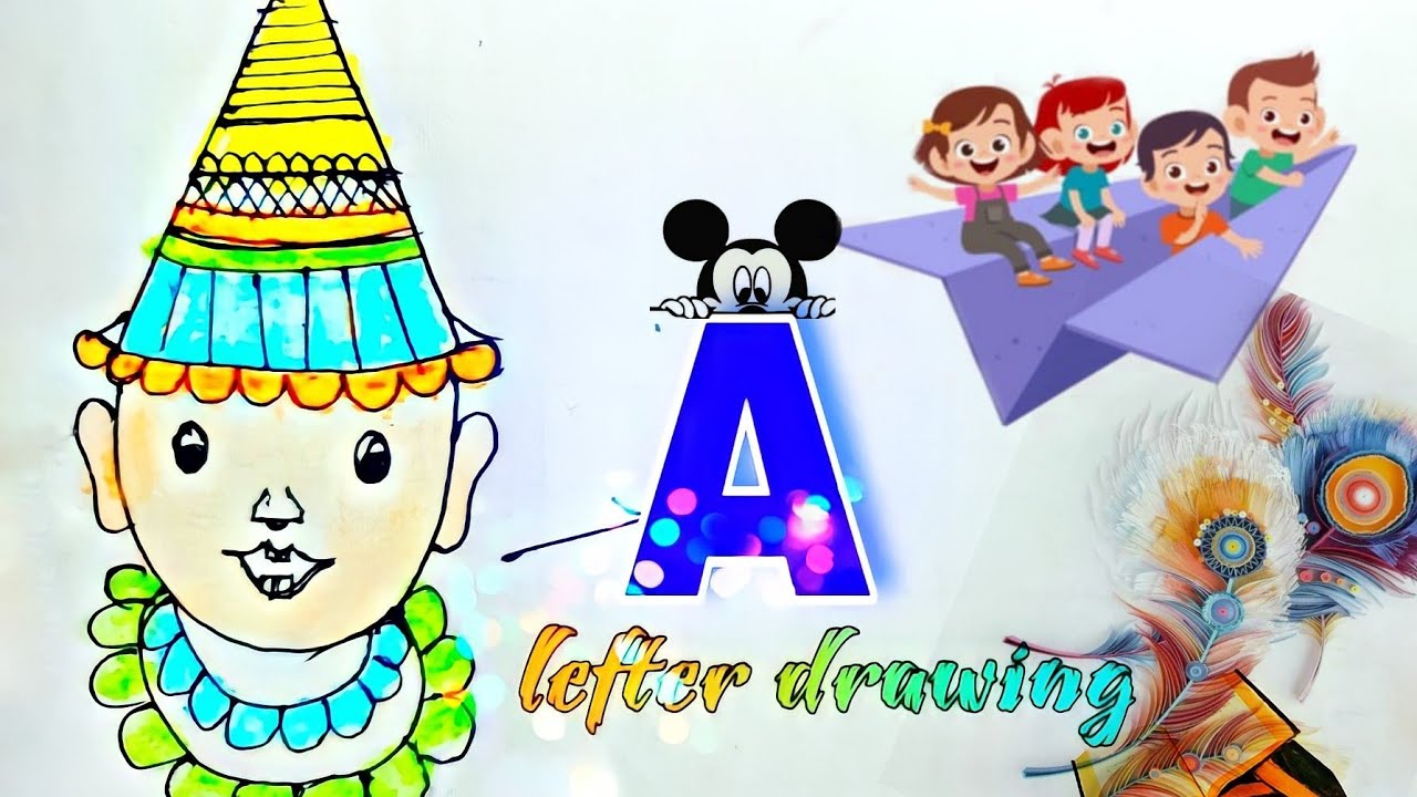 Drawing with letters for kids | Alphabet A drawing | how to draw with ...