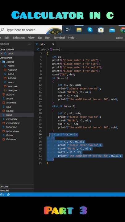 Calculator In C Part 3 Development Trendingshorts Coding Code C Cprogram Ctutorials