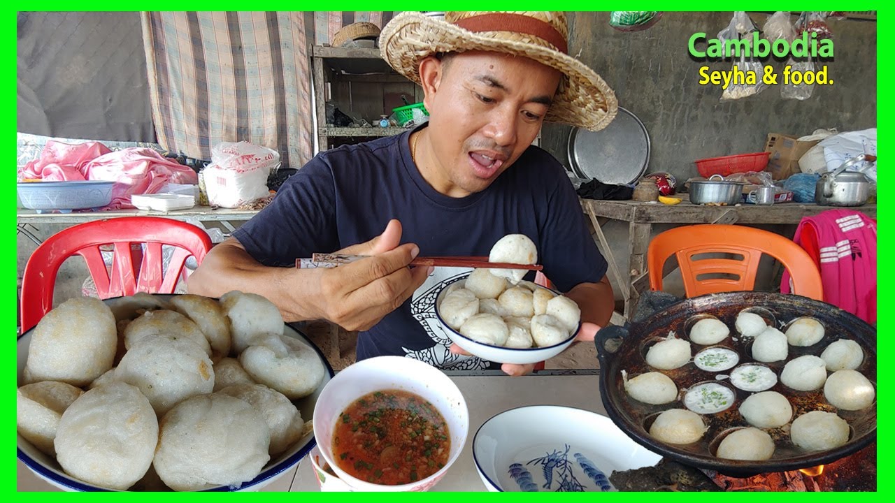 Street Food In Chhoeung Toek Village! Eating Nom Krouk Alone! Khmer ...