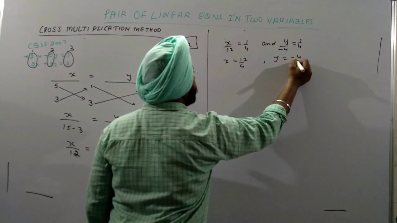 Cross multiplication method | Pair of linear equation chapter -03 ...