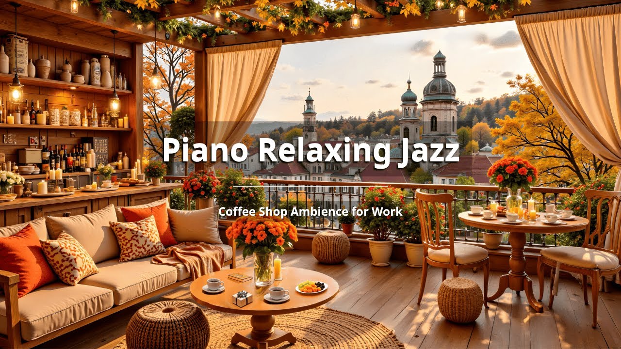 NO ADS | Cozy Autumn Jazz Piano 🍁 Relaxing Fall Coffee Shop Ambience for Work, Study & Evenings ...