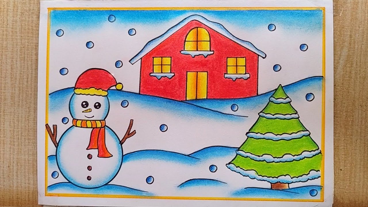 Winter season Snowman drawing easy| Winter season drawing| Winter ...