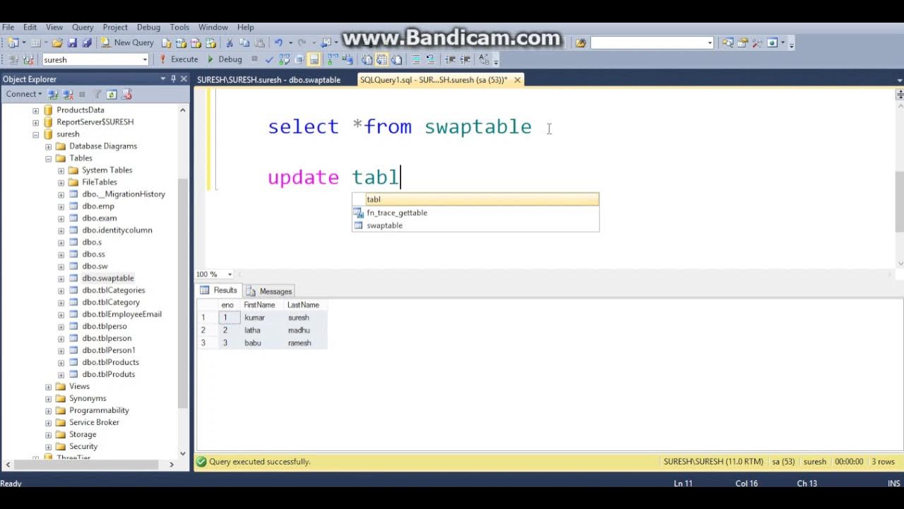 swapping two columns in sql server - YouTube