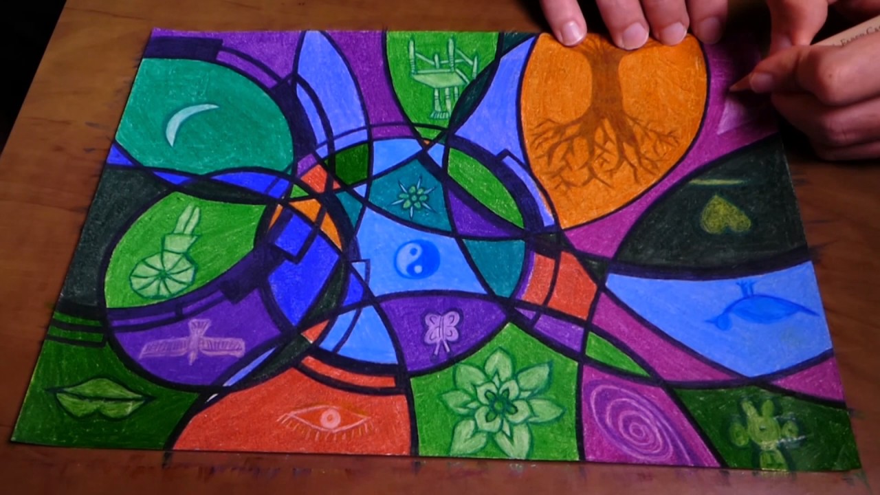 Painting Mystical Abstract With Life Symbols For Beginners - YouTube