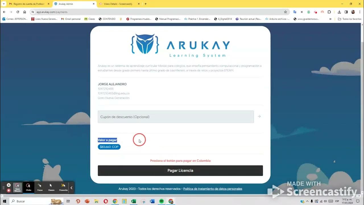 PROCESO DE PAGO PLATAFORMA ARUKAY - YouTube