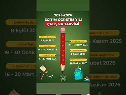 2025-2026 Eğitim Öğretim Yılı Çalışma Takvimi