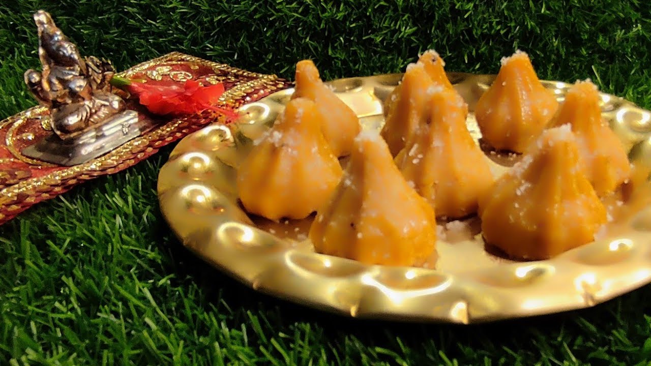 mawa modak recipe | khoya modak | मावा मोदक | mawa ke modak | yellow ...