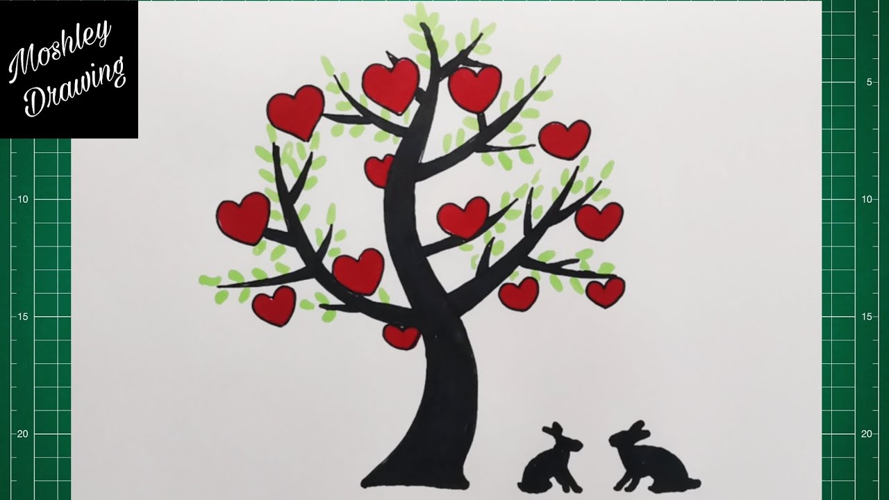 How to Draw Valentine's Heart Tree - Valentine's Day Drawing - YouTube