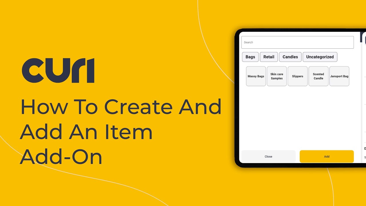 How To Create And Add An Item Add On In Curi Point Of Sale - YouTube