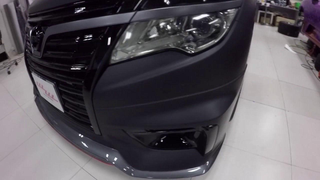 Matte Deep Black Nissan Elgrand By Wrap Workz HK - YouTube