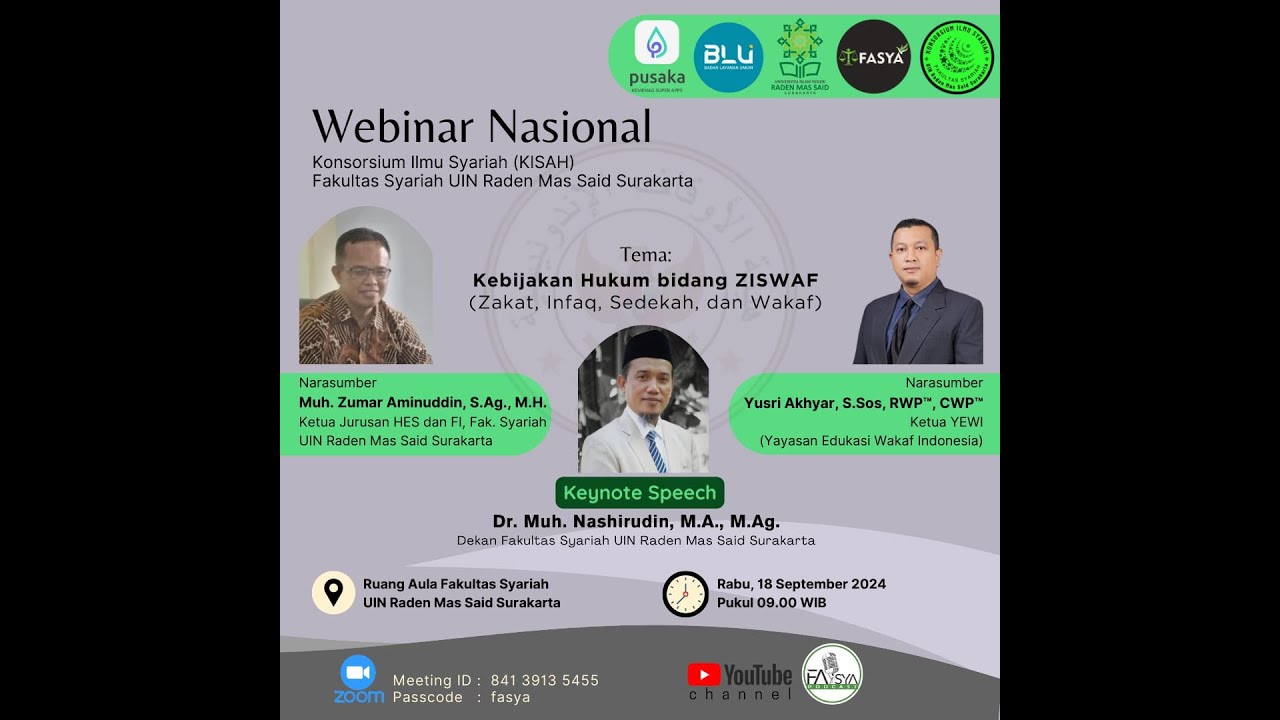 Webinar Nasional (KISAH) Tema : Kebijakan Hukum Kebijakan ZISWAF ...