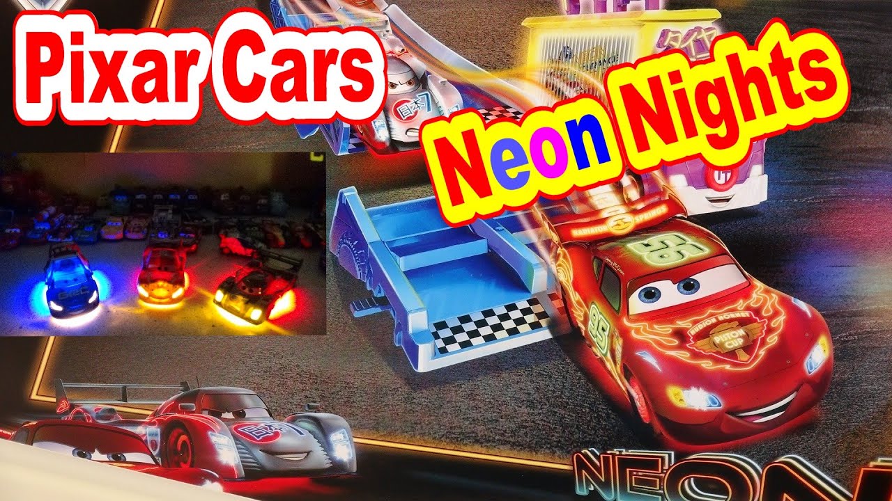 Pixar Cars Neon Nights Play Set Unboxing and Toy Review with Neon ...