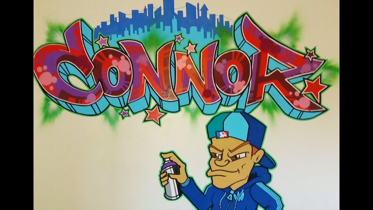 Bedroom Graffiti Mural for Connor using Montana Gold paint - YouTube