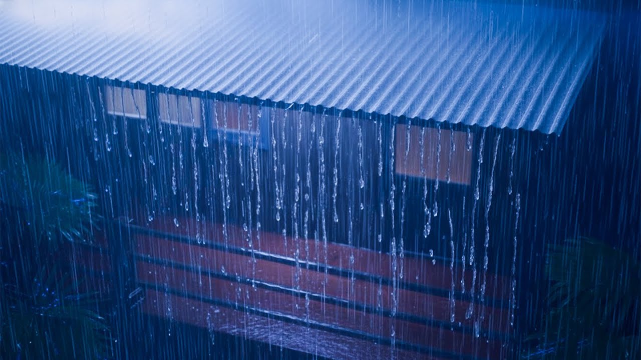 Relaxing Rain on a Cozy Rooftop at Night 🌧️🌙 | Deep Sleep & Comforting ...