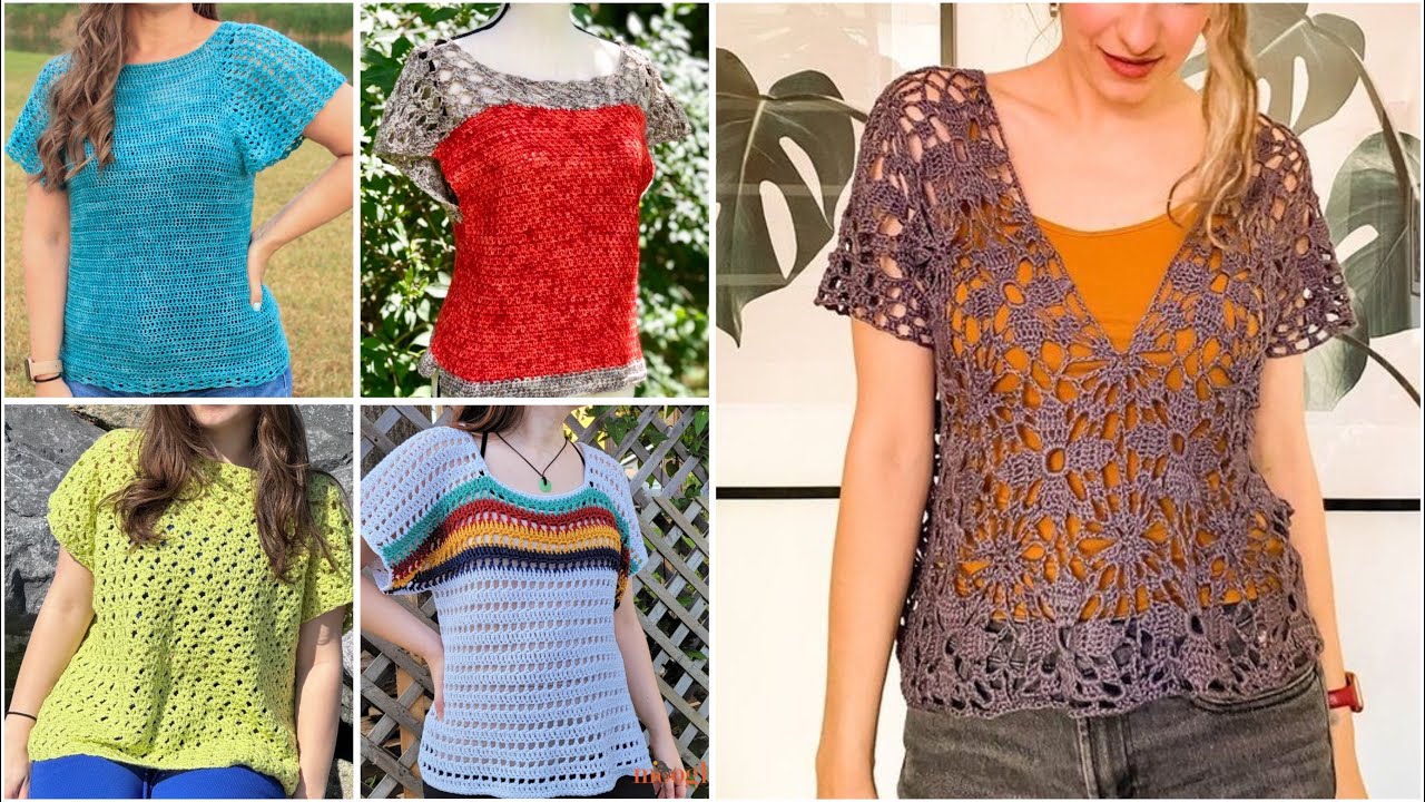 Beautiful crochet designer fancy top/crochet multicolored flower top ...