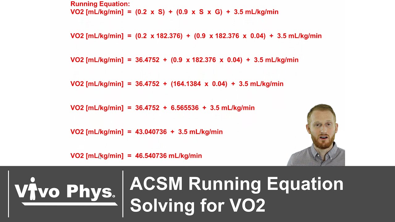ACSM Running Equation Solving For Oxygen Consumption VO2 YouTube