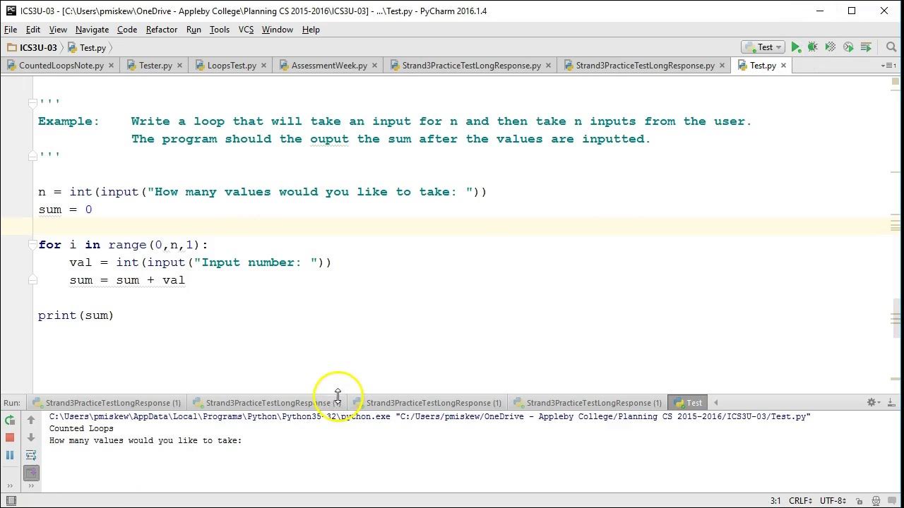 The Basics: Python 3 - Counted Loops (Summation) - YouTube