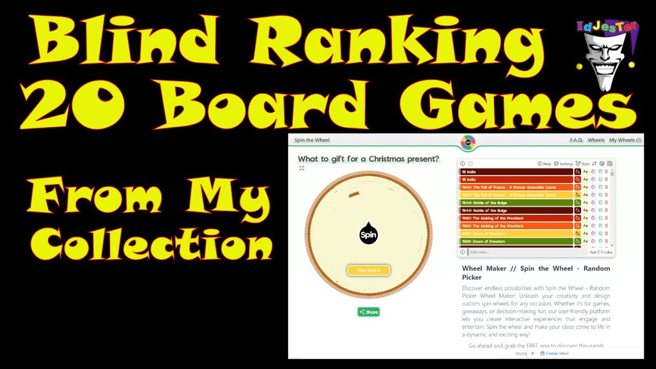 Blind Ranking 20 Board Games From My Collection... Random Games Drawn ...