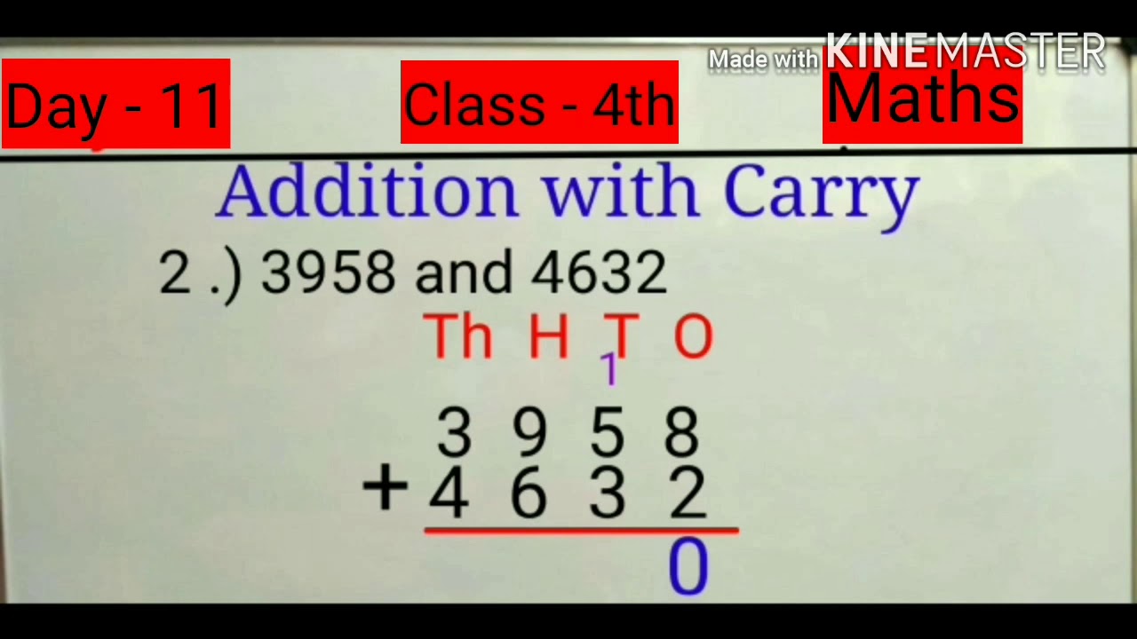 addition with carry 5 6 digit day 11 class 4th maths - YouTube