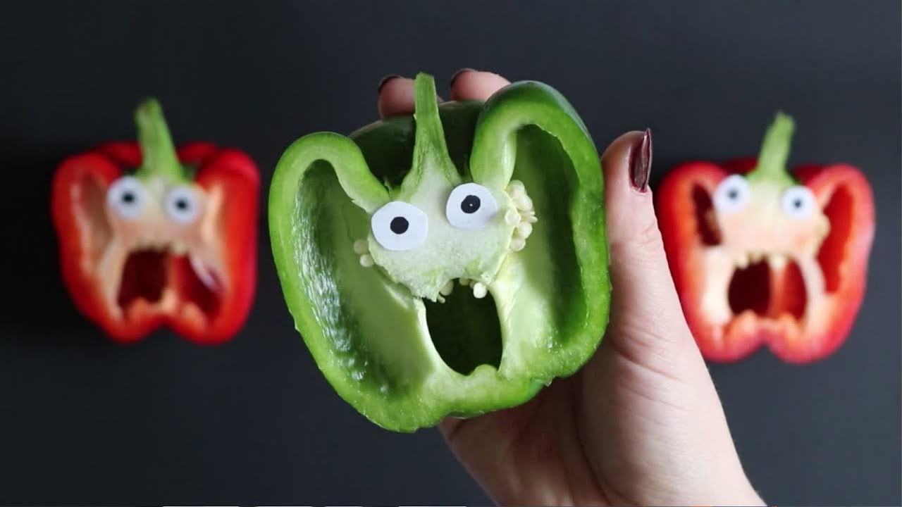 Googly Eyed Pepper Monsters! Super Easy Halloween Monster Craft for Kids of All Ages... - YouTube