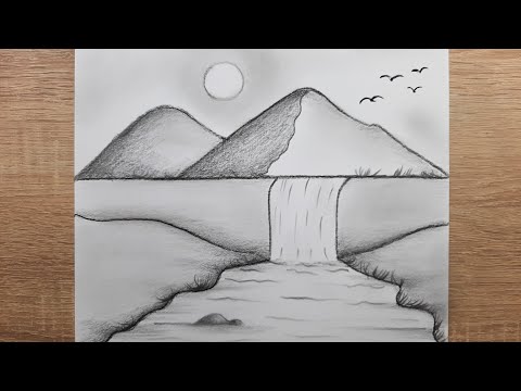 Kolay karakalem manzara resmi adım adım nasıl çizilir çizim hobimiz kolay manzara çizimi