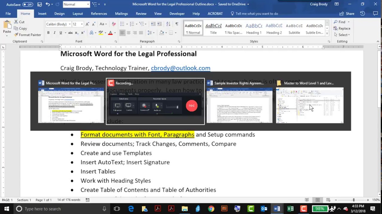 Microsoft Word for the Legal Professional - YouTube