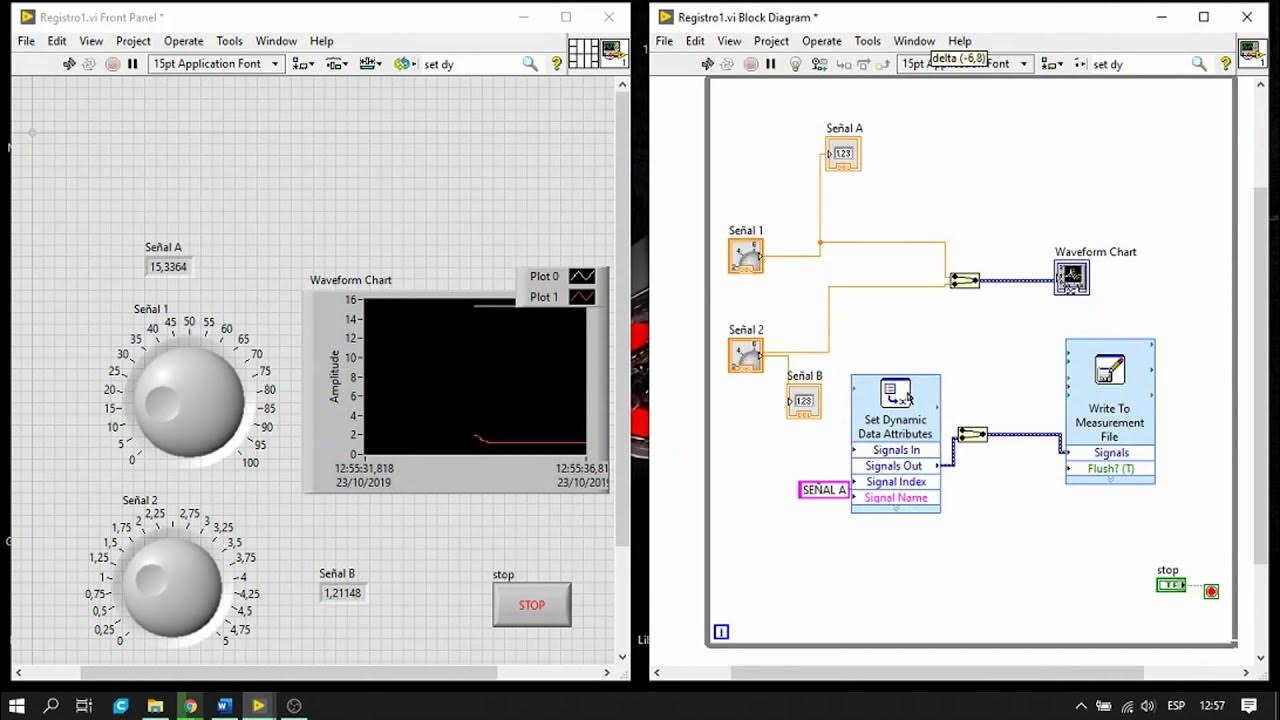 Registro de datos con Labview a Excel - YouTube