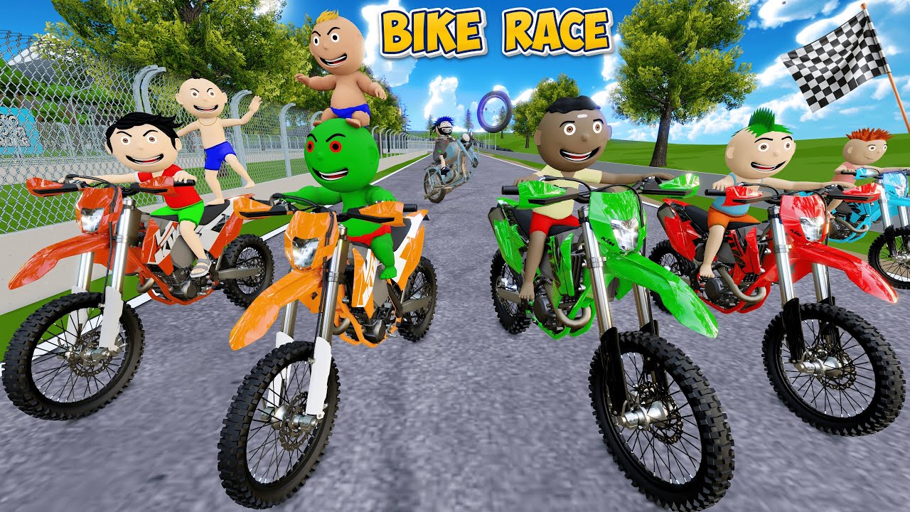 Bittu Sittu Ki Bike Race Competition | Gadi Wala Cartoon | Bike Race ...