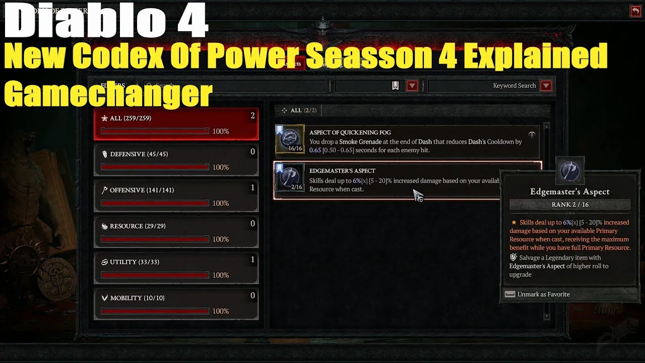 Diablo 4, New Codex Of Power Seasson 4 Explained, Gamechanger - YouTube