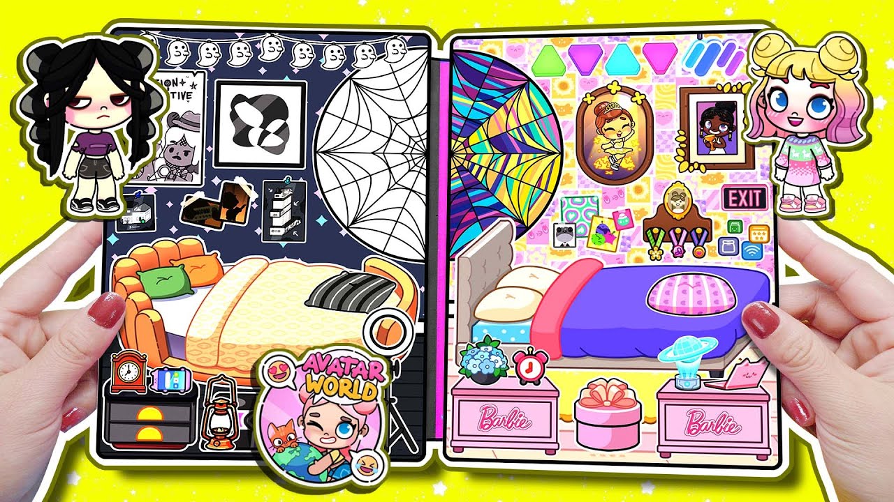 Candy Home Quiet Book#83 | Wednesday Addams vs Enid Quiet Book | Avatar ...