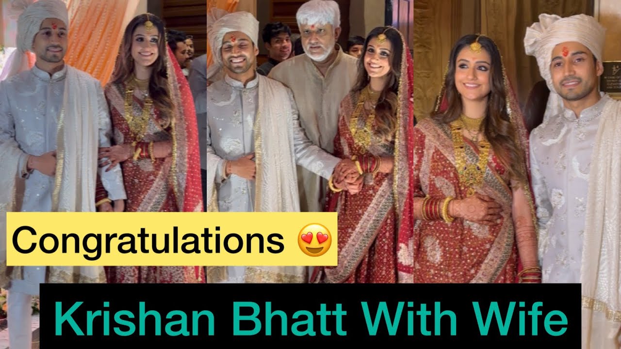 Congratulations 😍|| Newly Married Couple Krishan Bhatt With Wife at ...