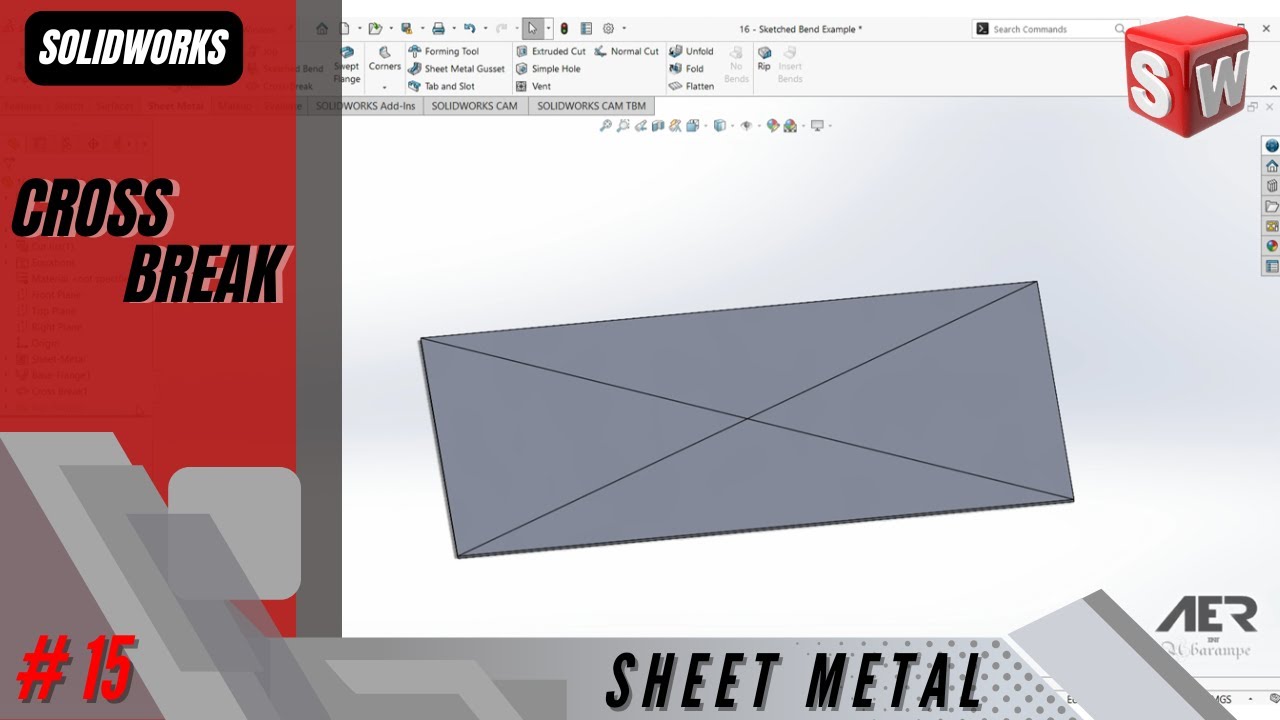 Crossbreak | Sheet Metal | Solidworks Tutorial Stage #15 Eng - AER Int ...