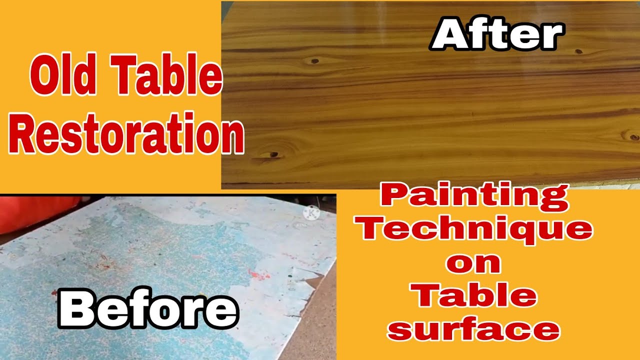 How to paint old table into wood imitation techniques/pano mag restore ...