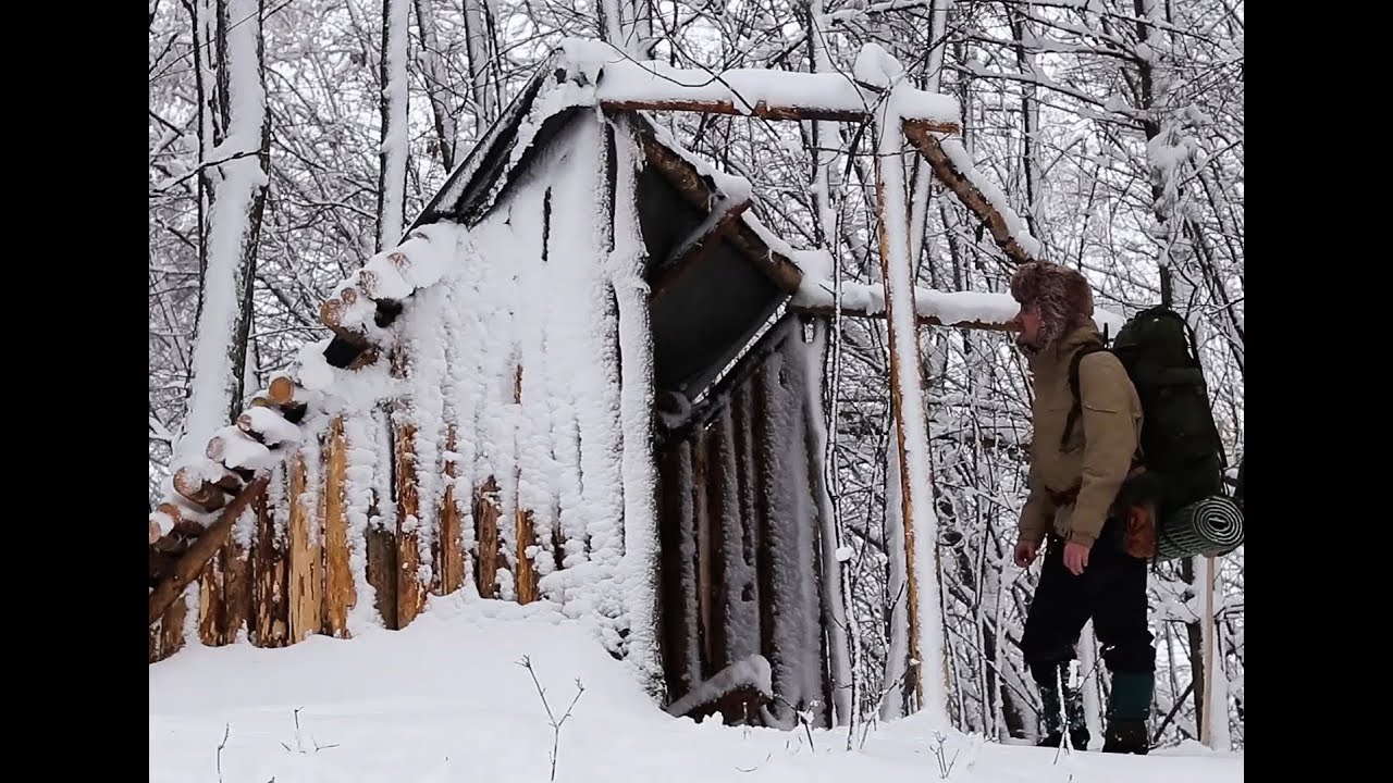 Winter Bushcraft in a Snowstorm - YouTube
