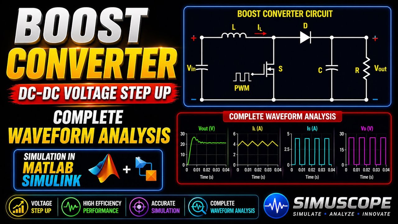 Boost Converter | DC-DC Voltage Step up | complete Waveform Analysis ...