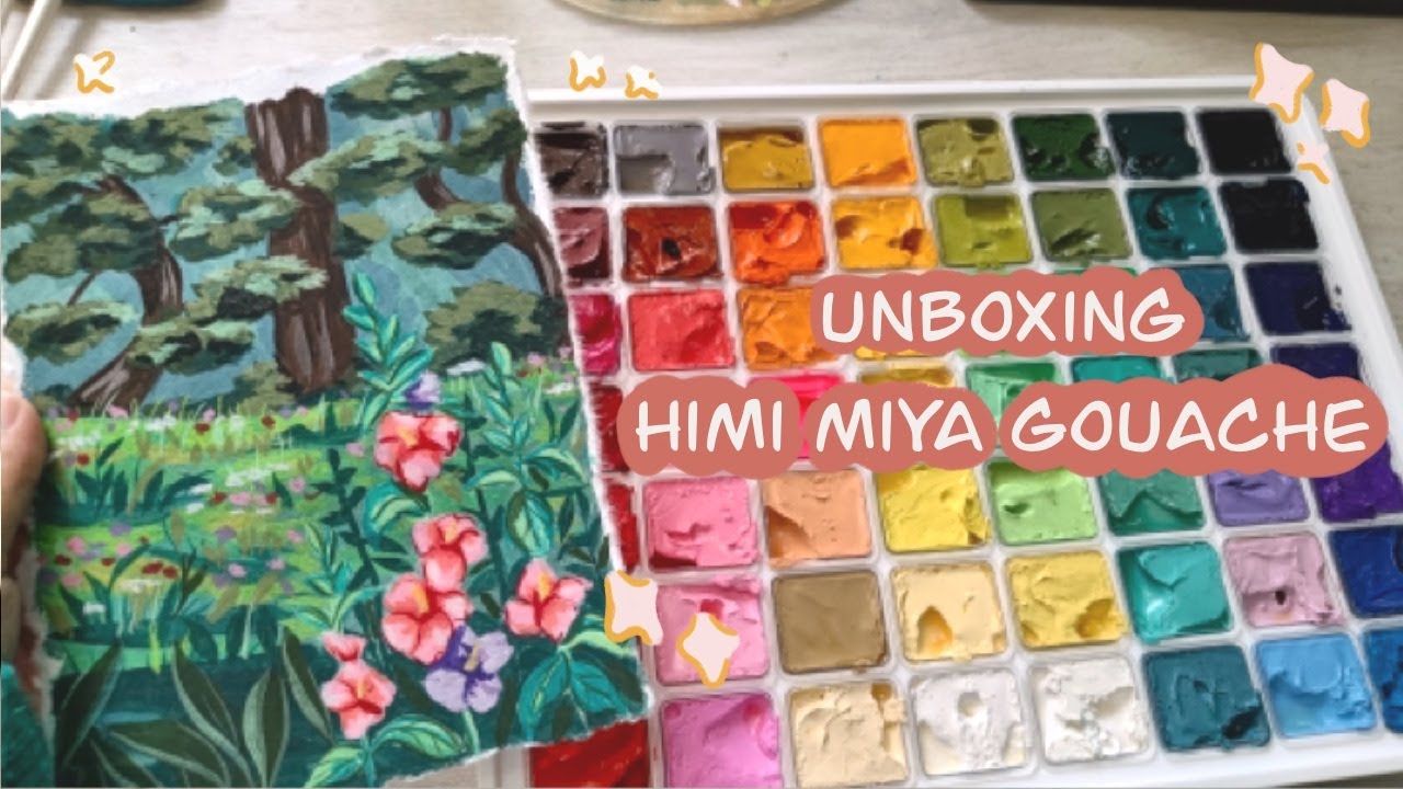 Himi jelly gouache paint unboxing 56 colors / speedpaint / landscape ...
