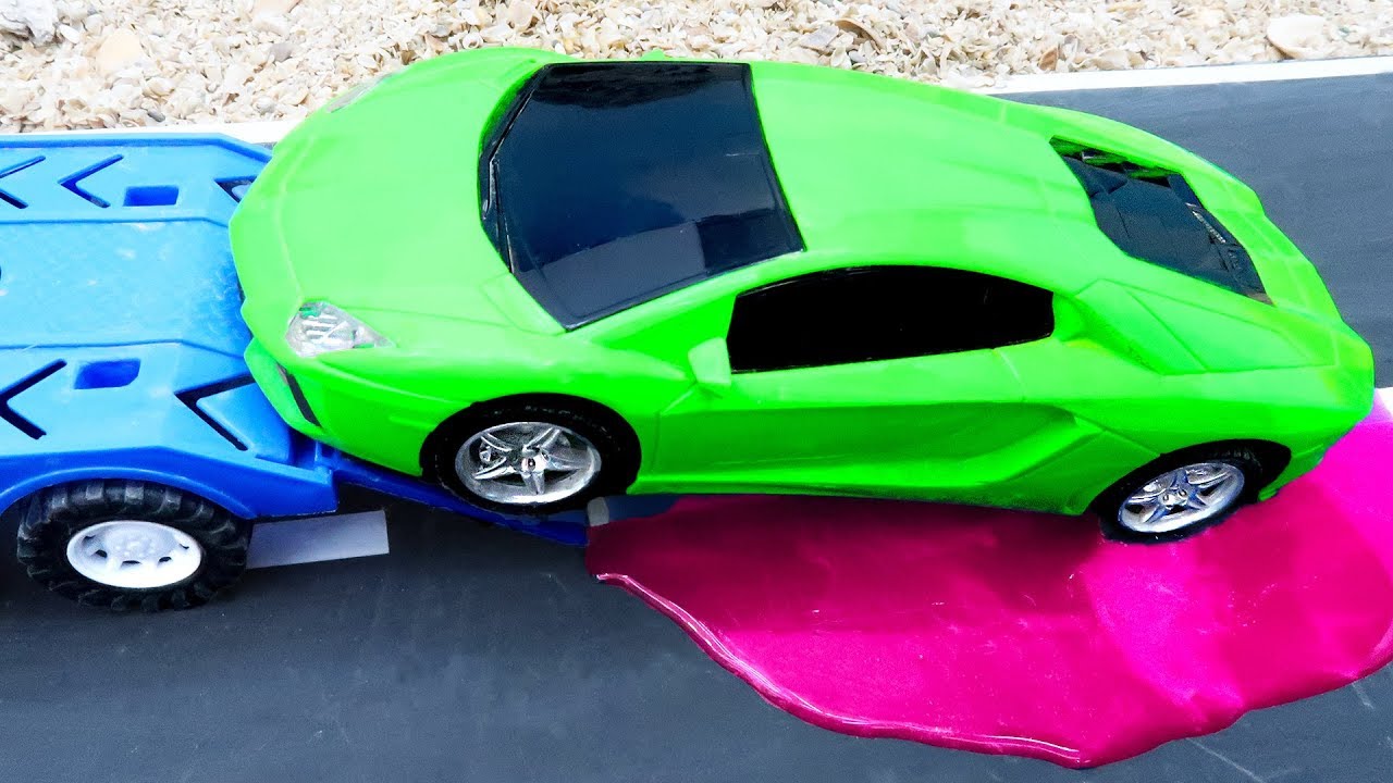 Cars and Trucks Lamborghini Super Sports Toy Cars Stuck on Slime ...