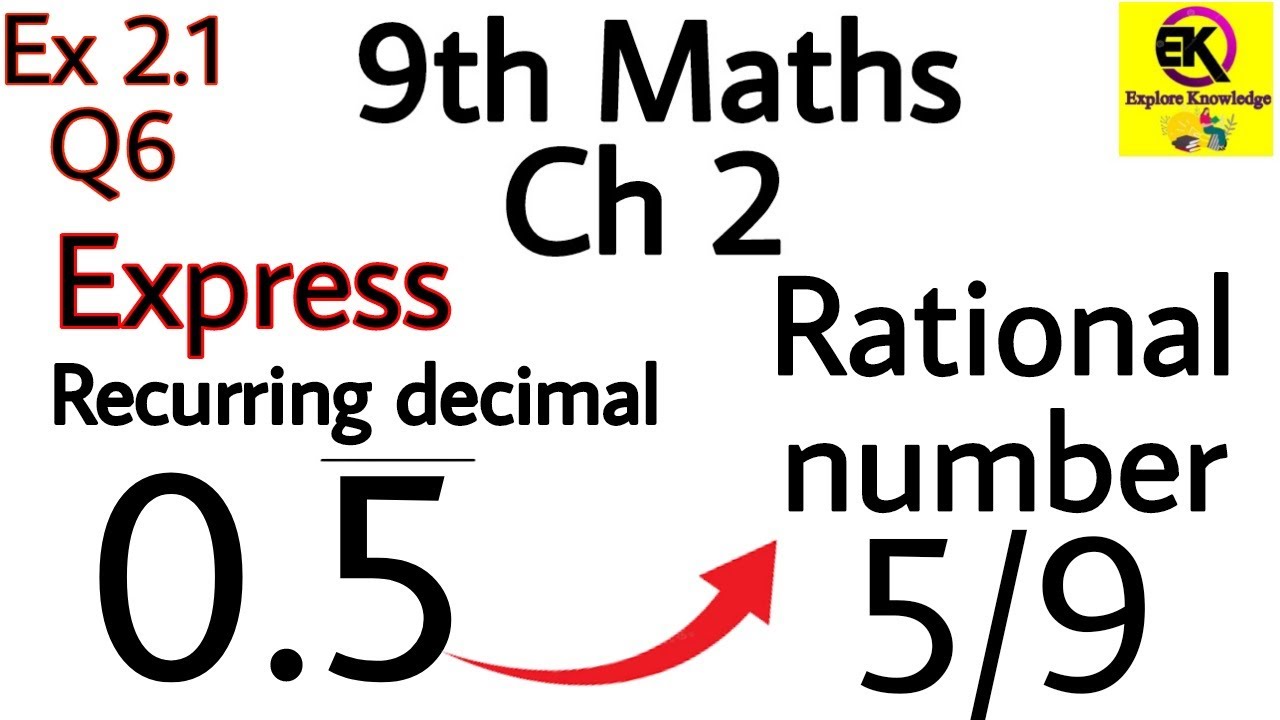 Express Recurring Decimal Into Rational Number Class 9th Ch 2 Ex Express Recurring Decimal Into Rational Number Class 9th Ch 2 Ex