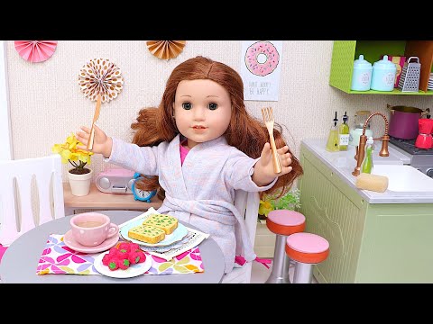 Baby doll cooking healthy breakfast with food toys! Play Toys ...