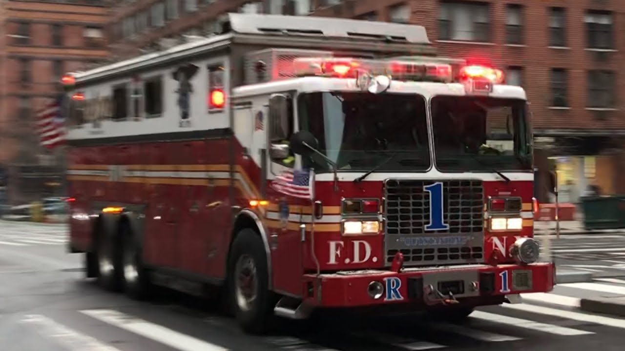 FDNY RESCUE 1 RESPONDING URGENTLY TO A 2ND ALARM FIRE ON COLUMBUS ...