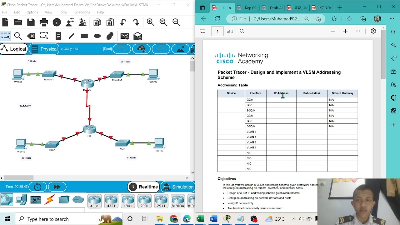 Muhamad Daim Wibisono Packet Tracer 11101 Design And Implement A Vlsm Addressing Scheme