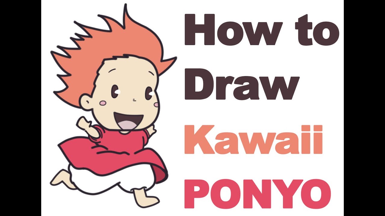 How to Draw Ponyo Running as Human (Cute Chibi / Kawaii) Easy Step by ...