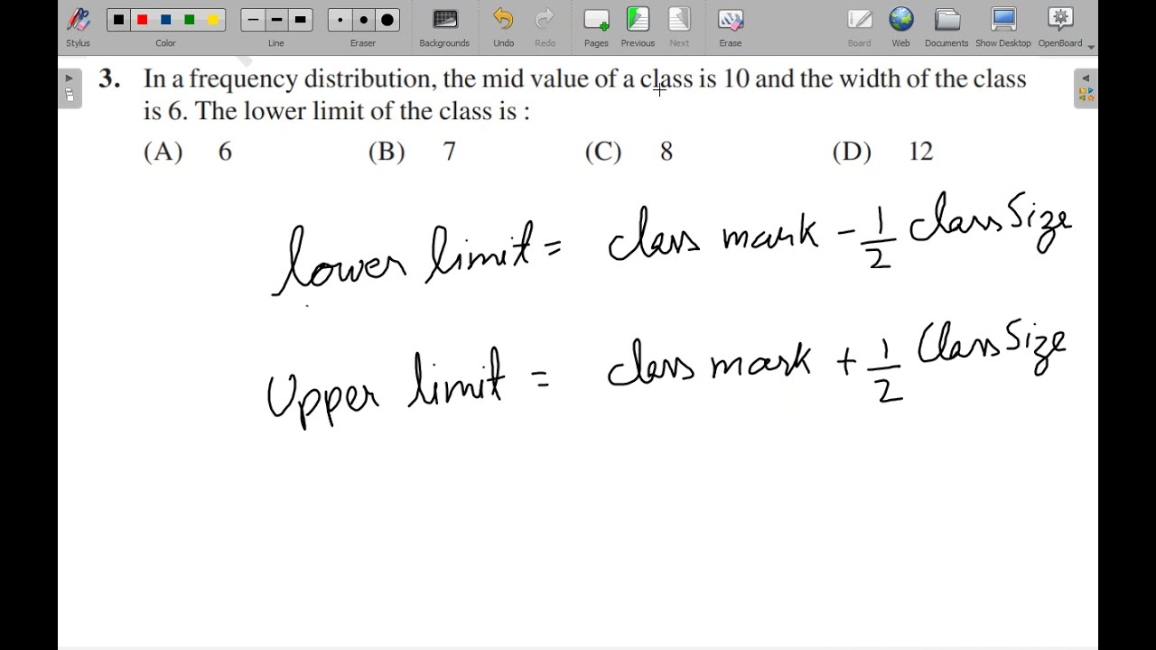In A Frequency Distribution The Mid Value Of A Class Is 10 And The